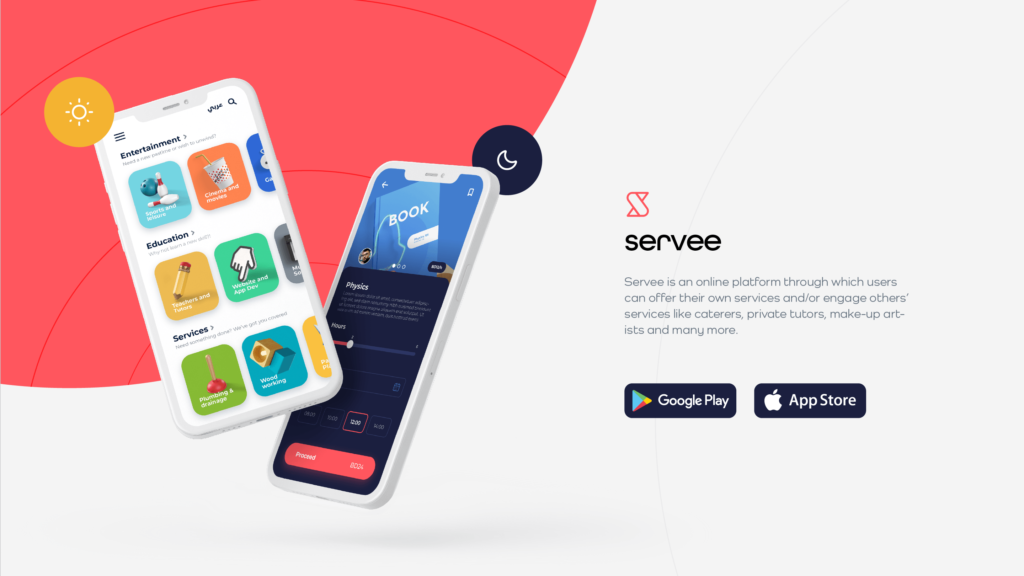 Servee - service booking app UI design - Mythical